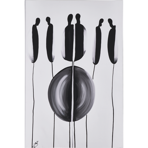 Tall Figures Circle Art Canvas - ABYAT